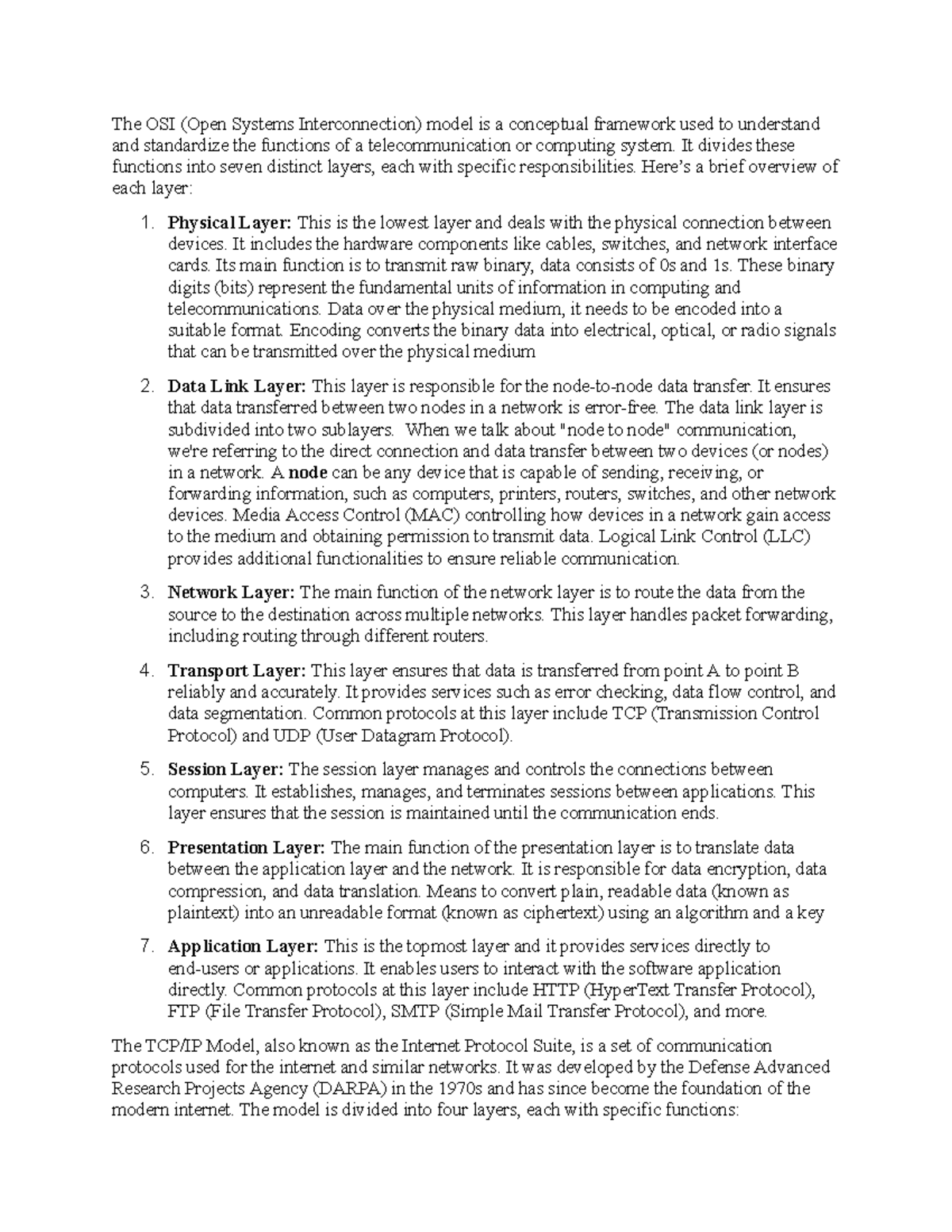 The OSI Model Overview: Understanding Its 7 Layers and Functions - Studocu