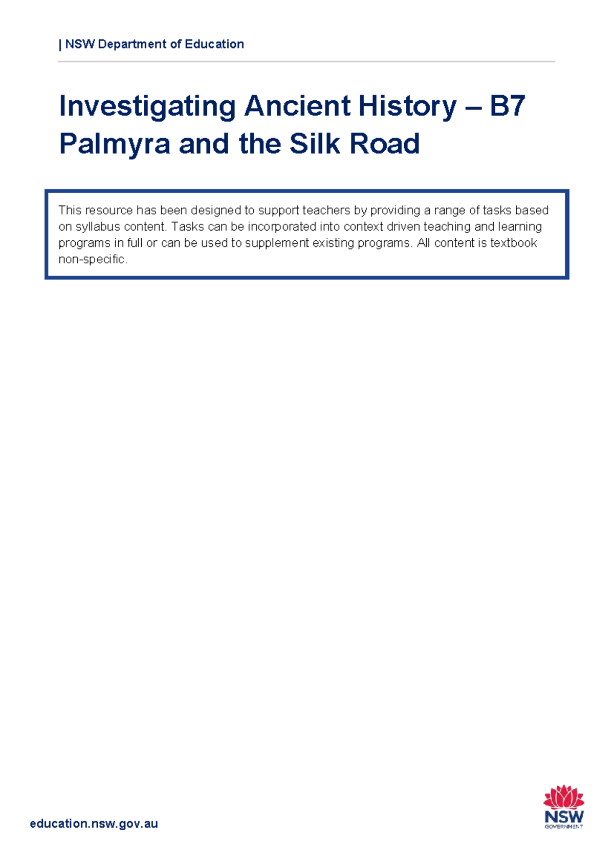 Hsie s6 ancient history year 11 palmyra - | NSW Department of Education ...