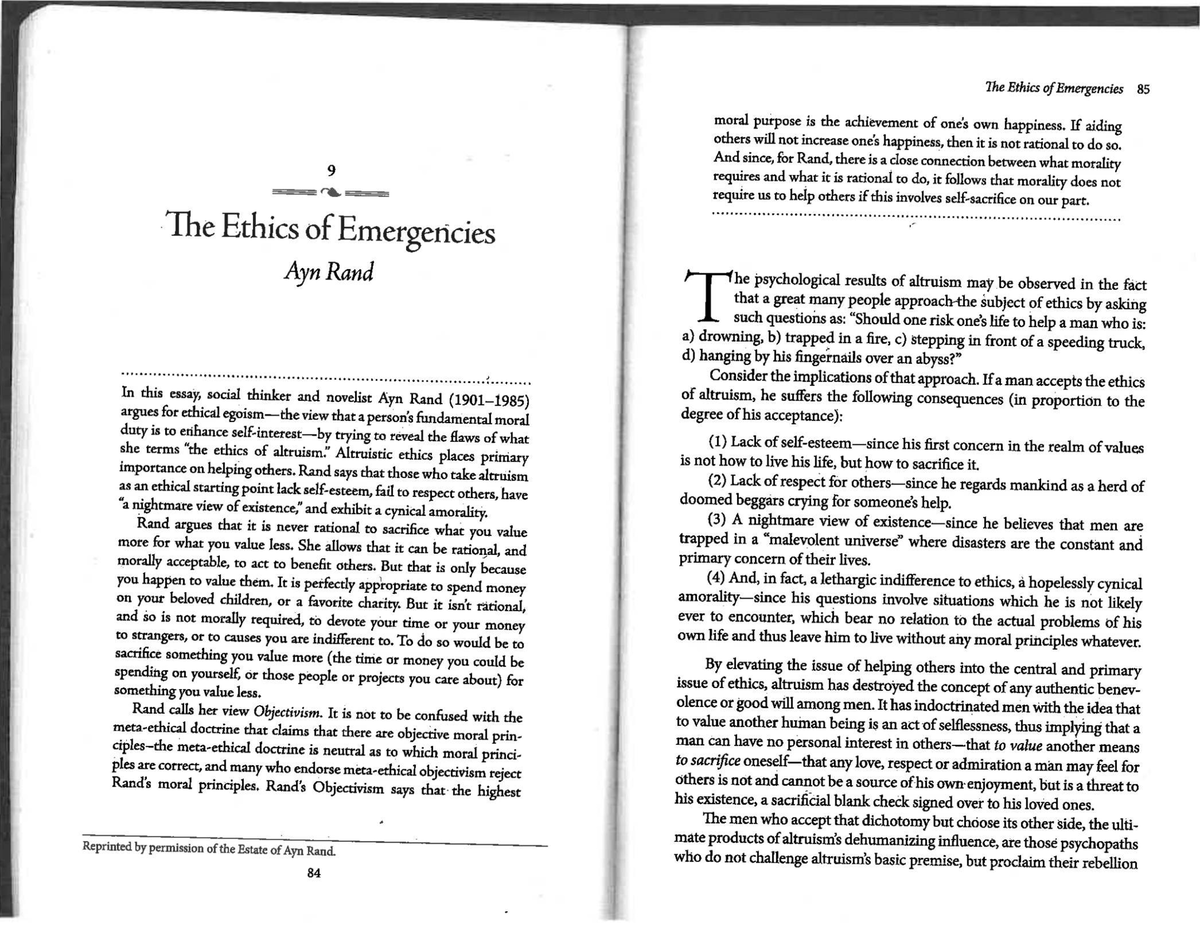 Ayn Rand's Objectivism: Ethics of Emergencies Explained (PHIL 101 ...