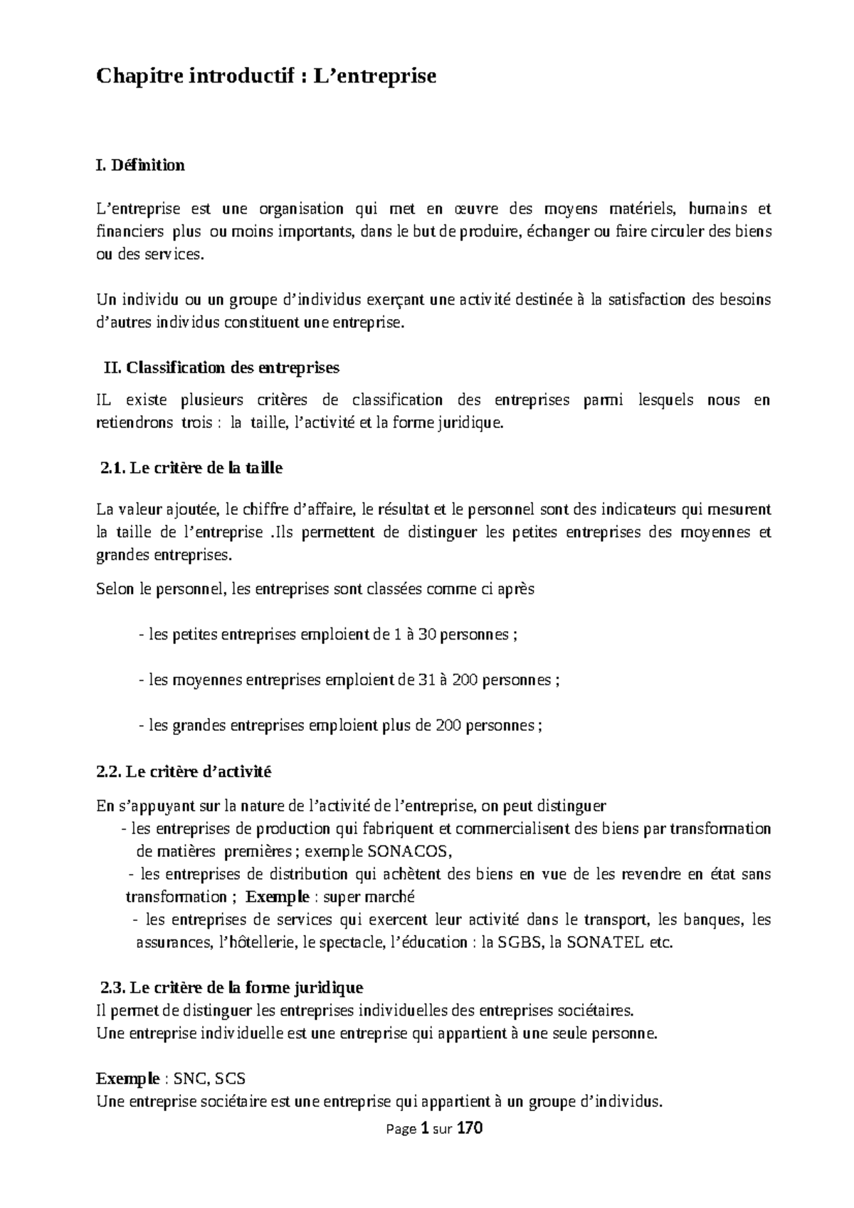 Chapitre 1 : Introduction à la Comptabilité et Classification des ...