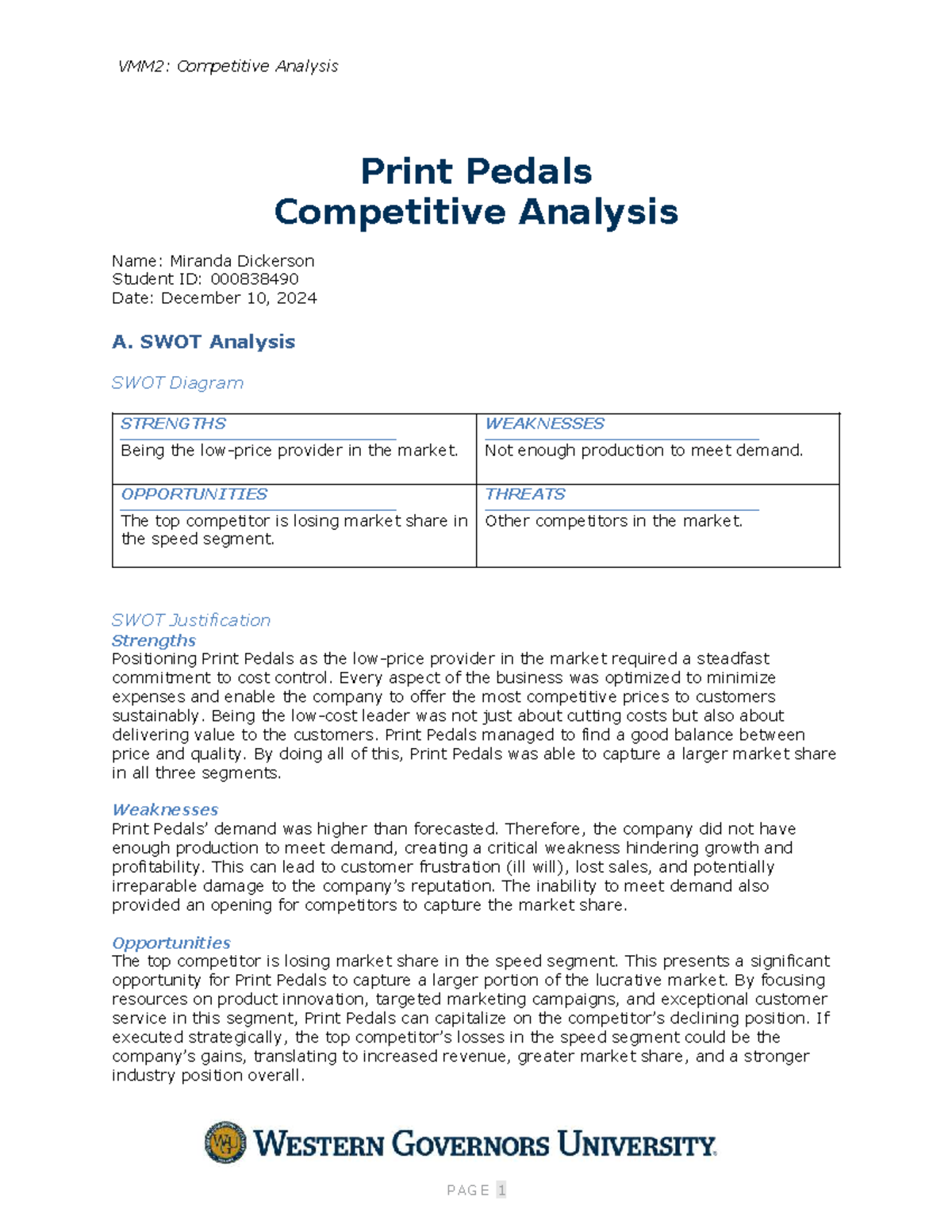 Competitive Analysis Report - D361 VMM2 Task Overview - Studocu