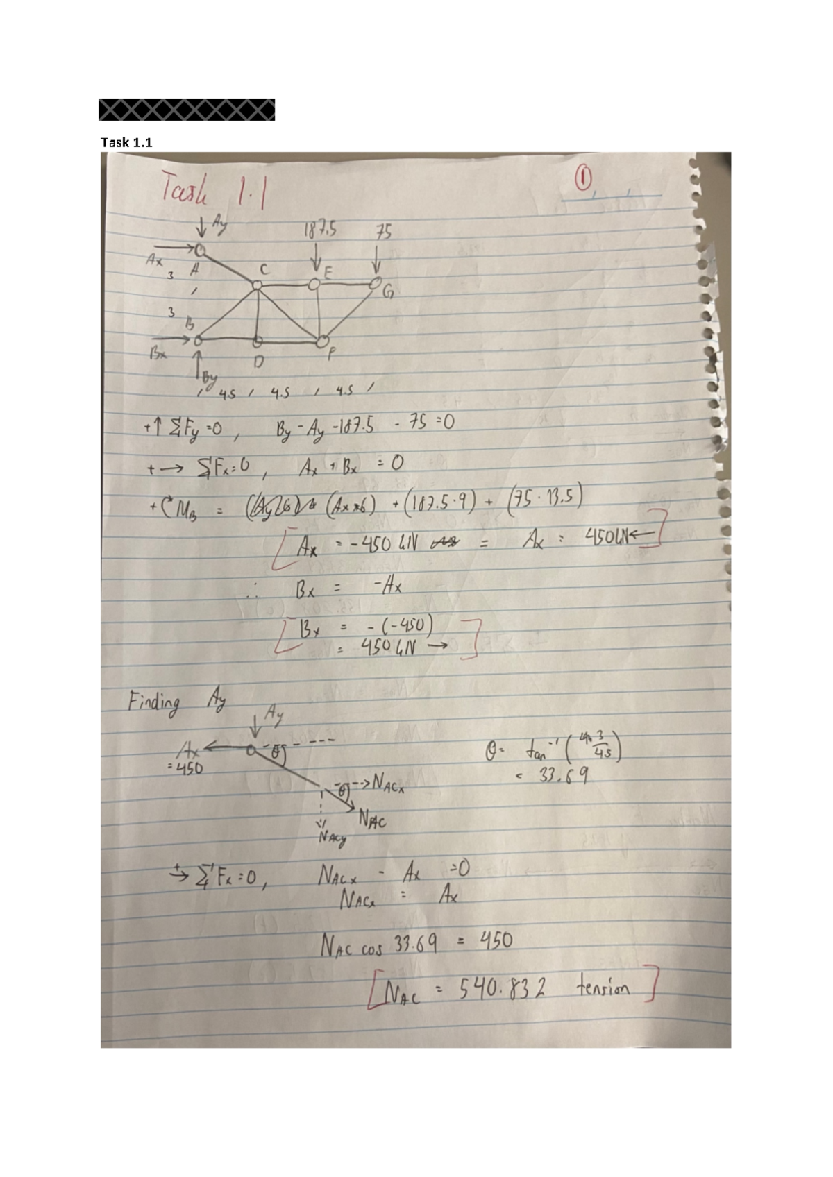 Structural Analysis ETask1 Overview and Calculations - Studocu