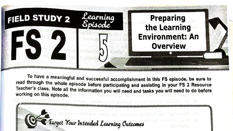 FS 2 Episode 5: Overview of Preparing the Learning Environment - Studocu