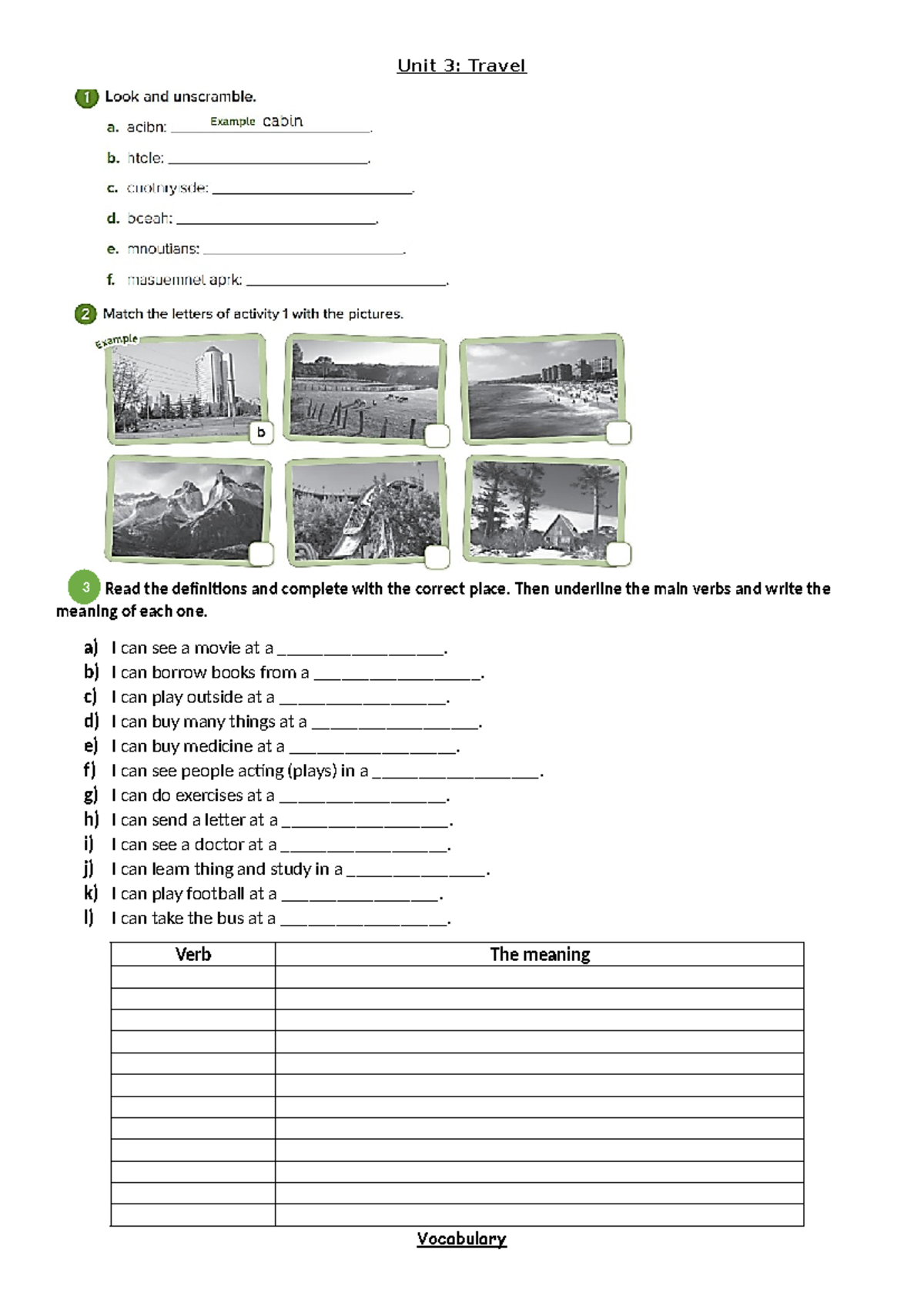 Places 5 - A Travel Vocabulary Practice Document - Studocu