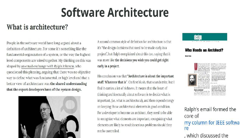 Software Architecture: Key Concepts and Principles (CS101) - Studocu