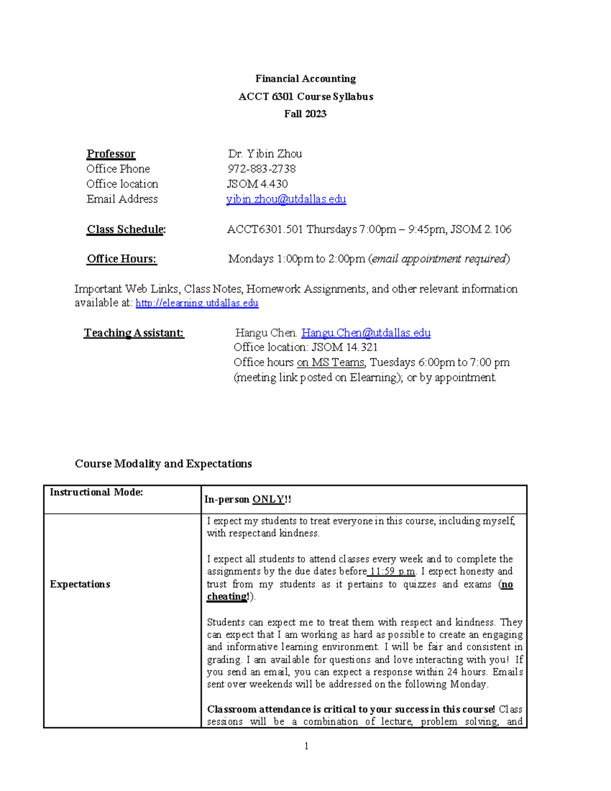 ACCT 6301 Financial Accounting Syllabus - Fall 2023 (Section 501) - Studocu