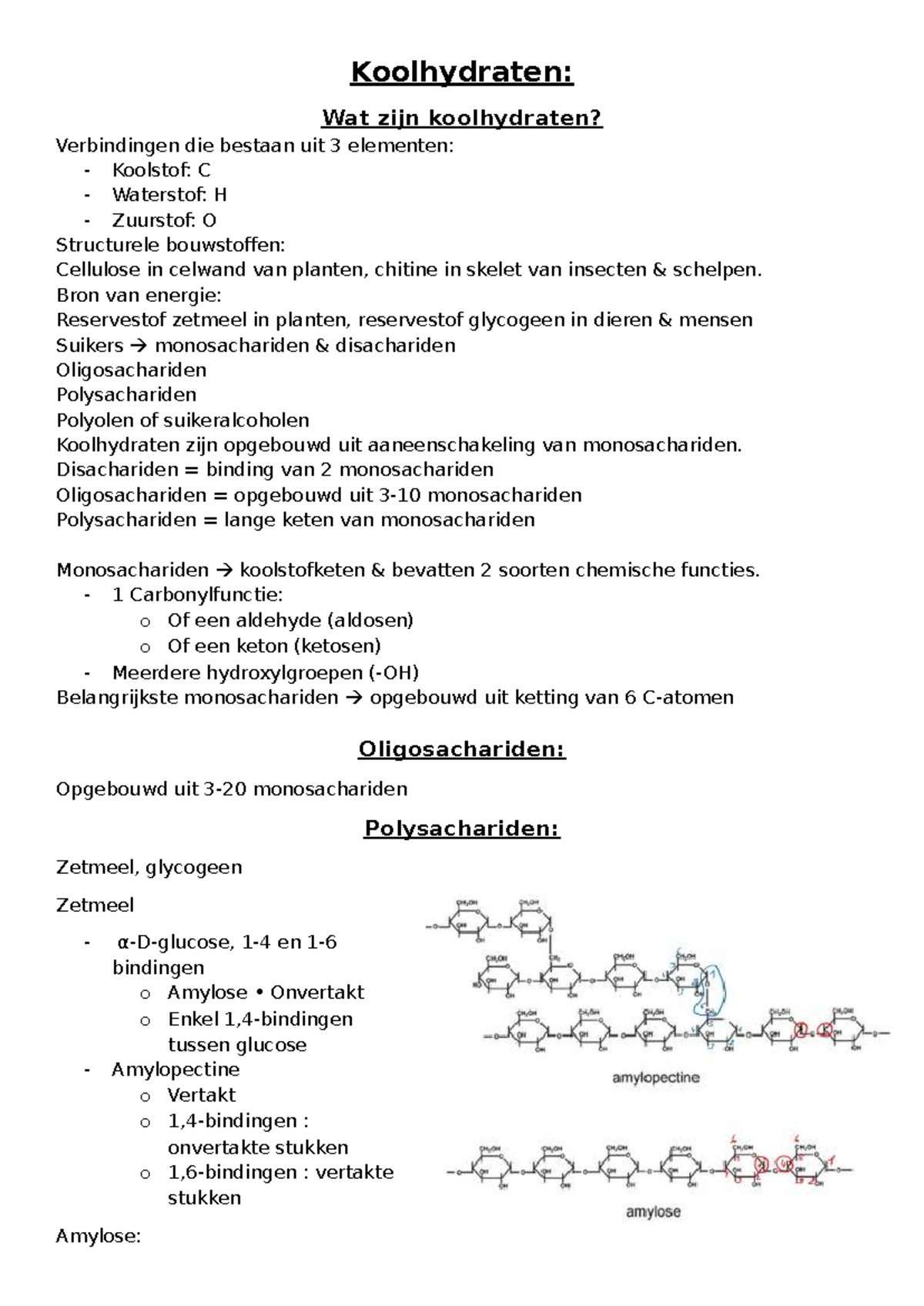 Koolhydraten Chemie: Structuur, Functies en Toepassingen - Studocu