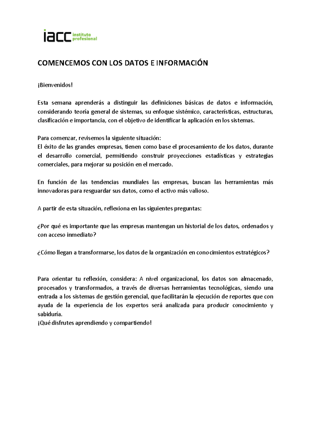 S1 Video Animado: Introducción a Datos e Información en Sisin 1302 ...
