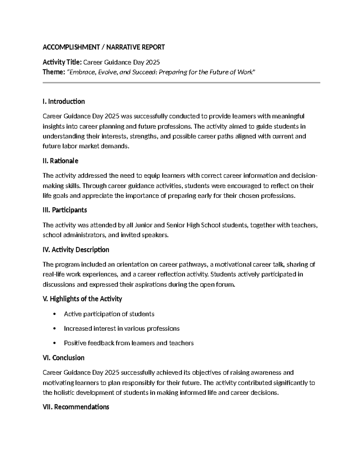 Career Guidance Day 2025: Evolve and Succeed Report - Studocu