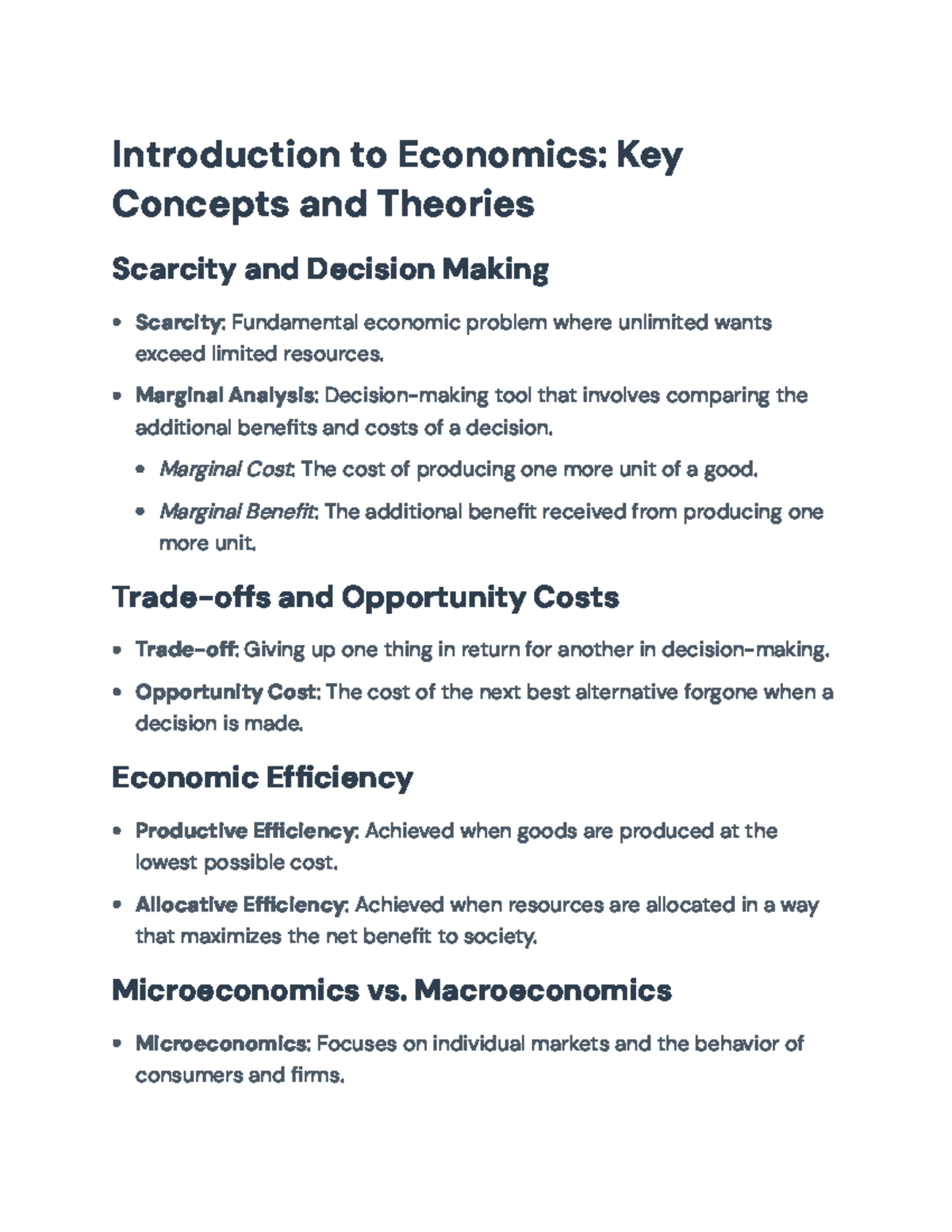 Introduction to Economics: Key Concepts and Theories Overview ...