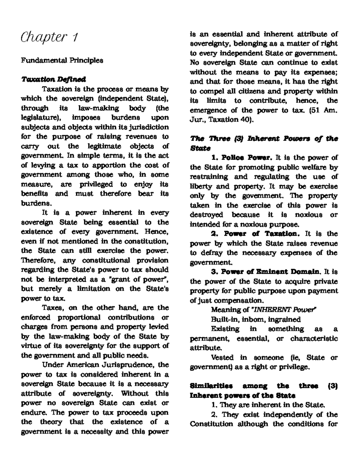 Income Taxation: Chapter 1 - Fundamental Principles of Taxation - Studocu