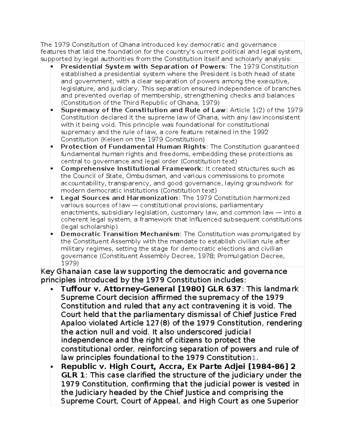 1979 Constitution of Ghana: Key Features & Legal Analysis - Studocu
