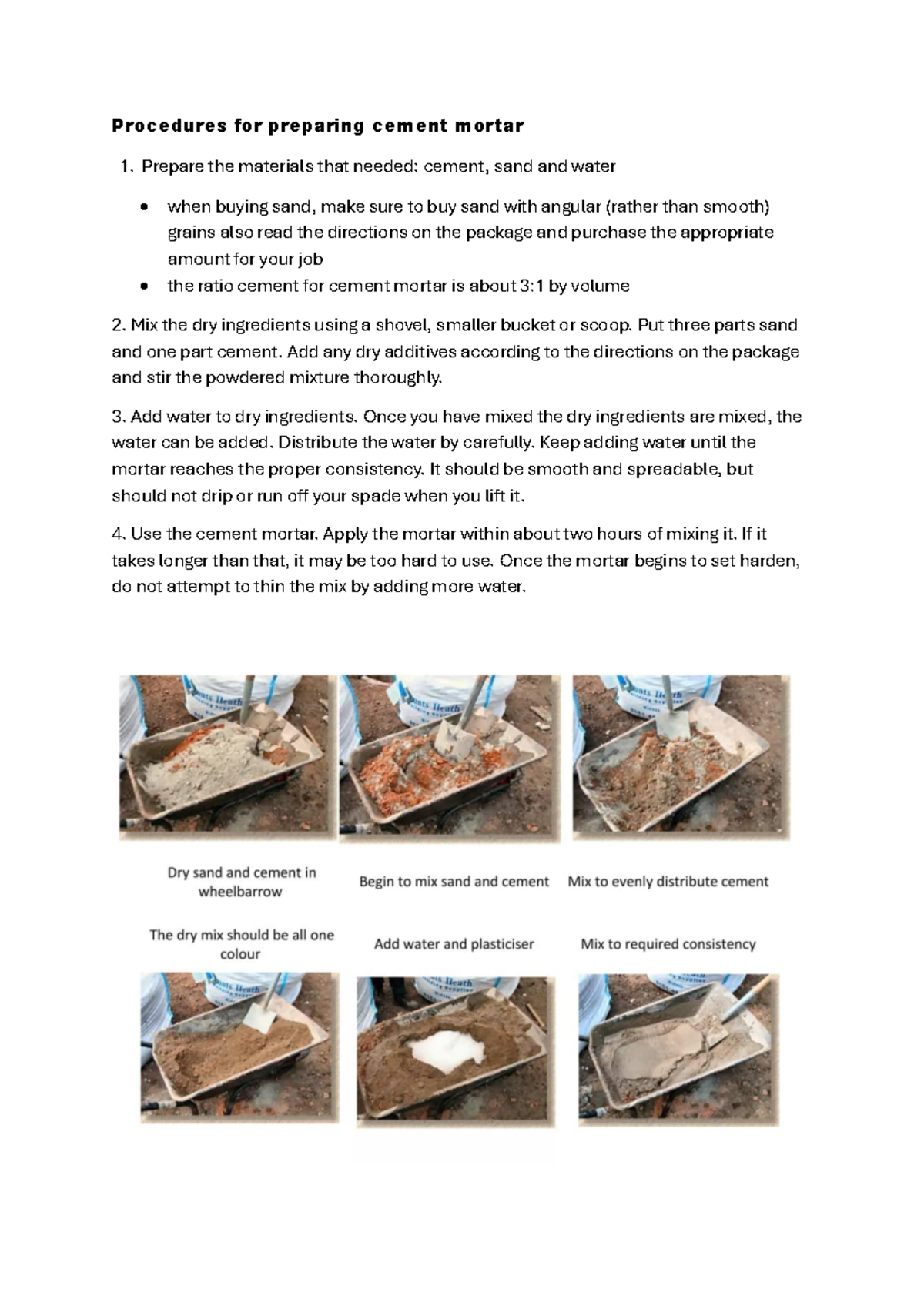 CEM 101: Procedures for Preparing Cement Mortar - Studocu