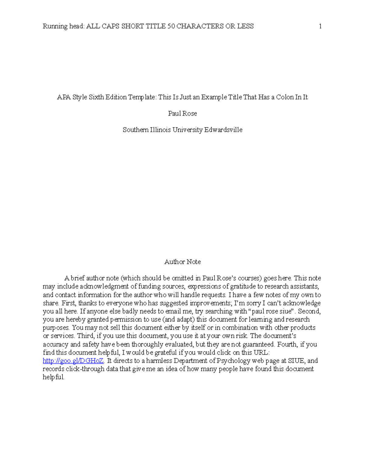 APAFormat Template - A GUIDE ON APA FORMAT - Running head: ALL CAPS ...