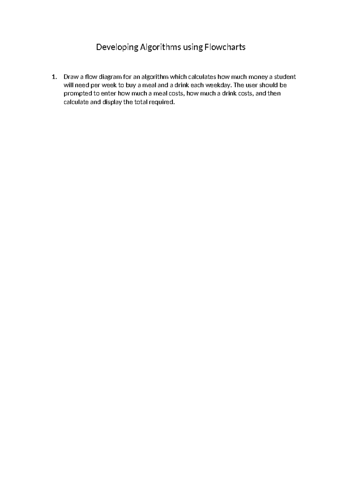 CS101: Developing Algorithms Using Flowcharts - Weekly Meal Calculation ...