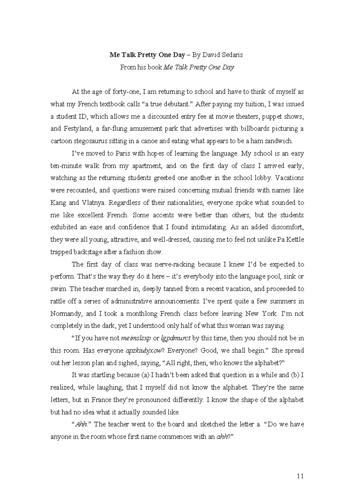 Me Talk Pretty One Day - Essay Analysis and Insights - Studocu