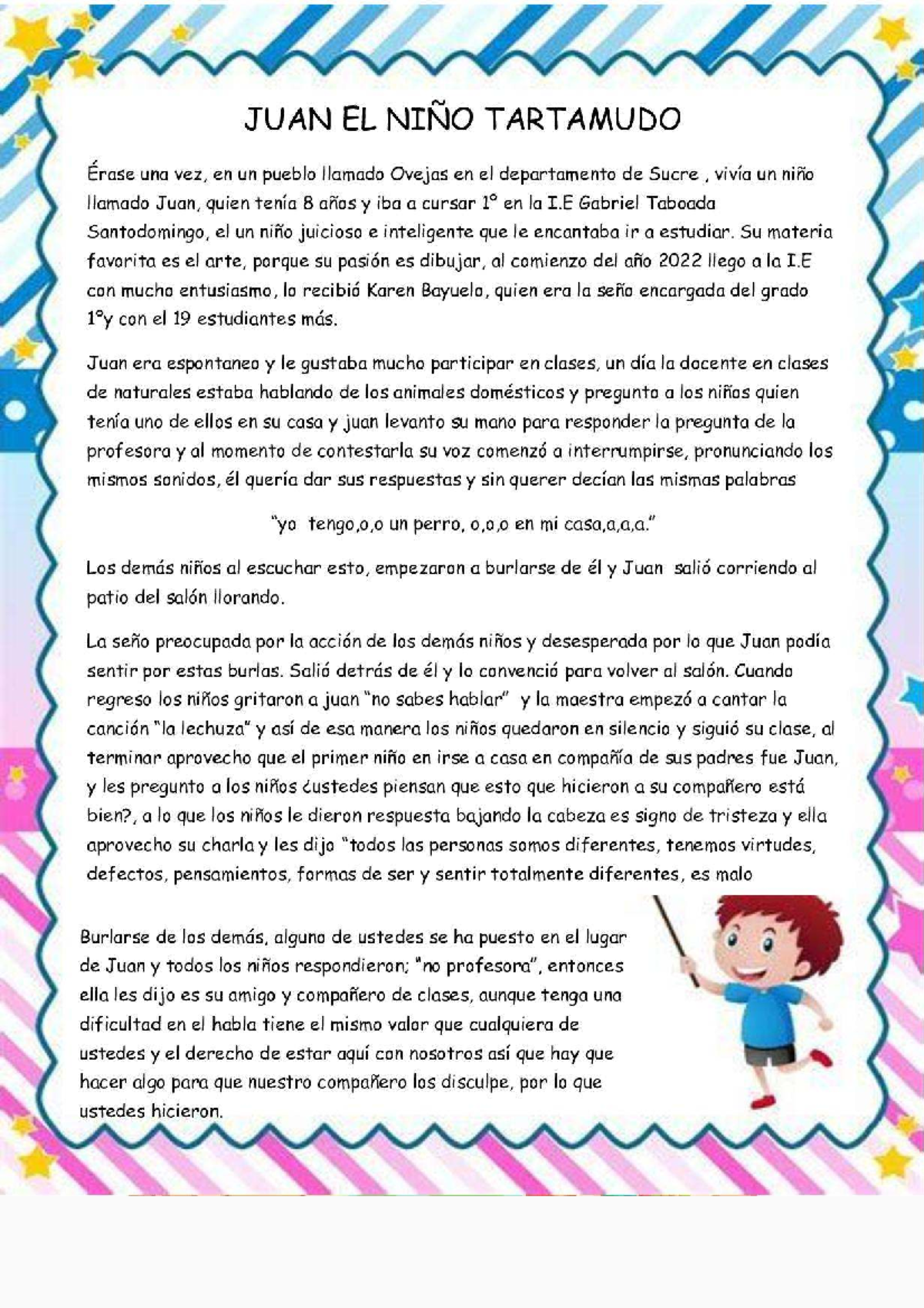 Cuento: Juan el Niño Tartamudo - Reflexiones sobre la Empatía - Studocu