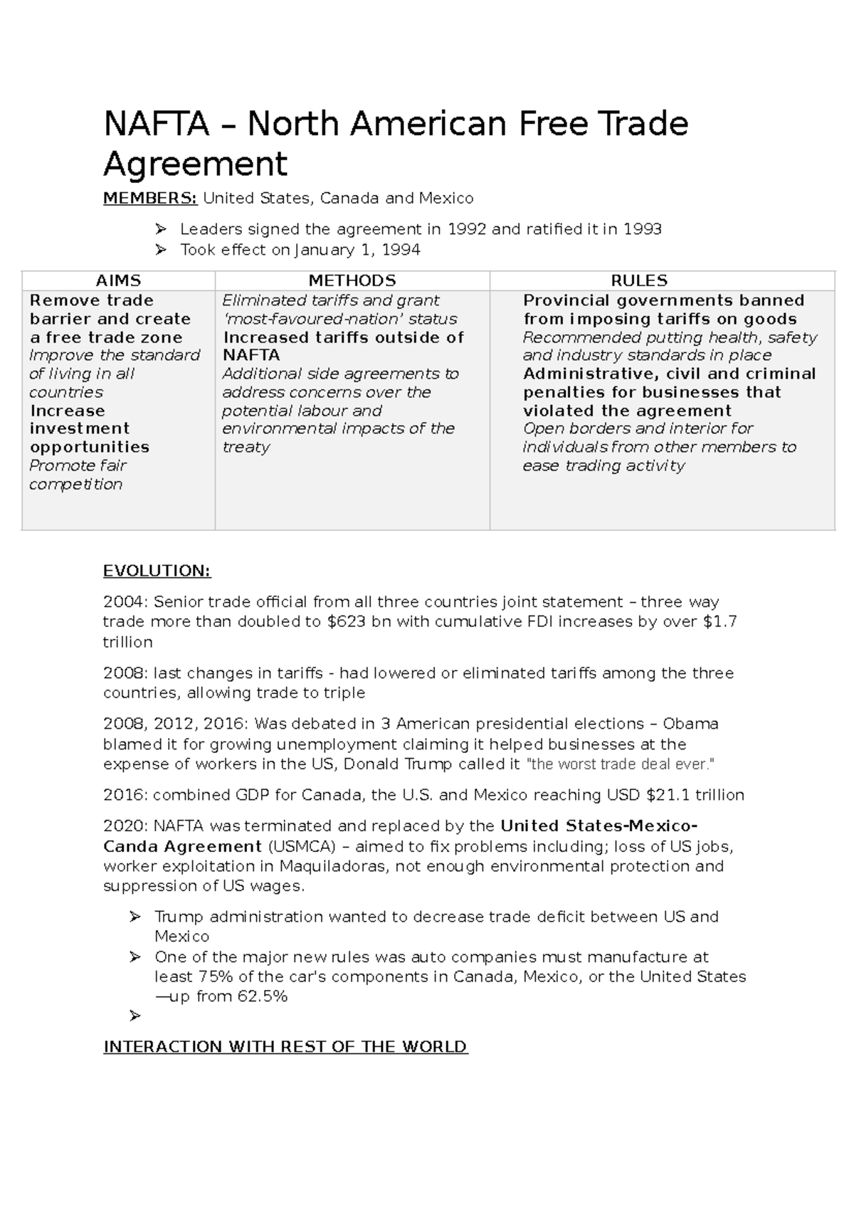 Nafta Overview - NAFTA – North American Free Trade Agreement MEMBERS ...
