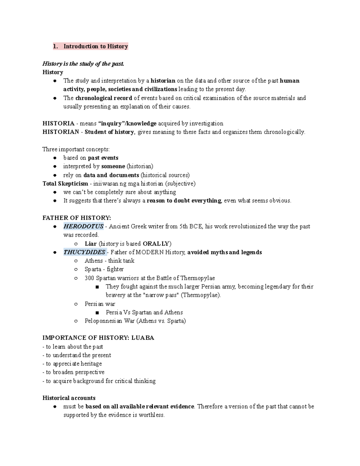 RPH Midterm Notes: Key Concepts in History and Historical Methodology ...