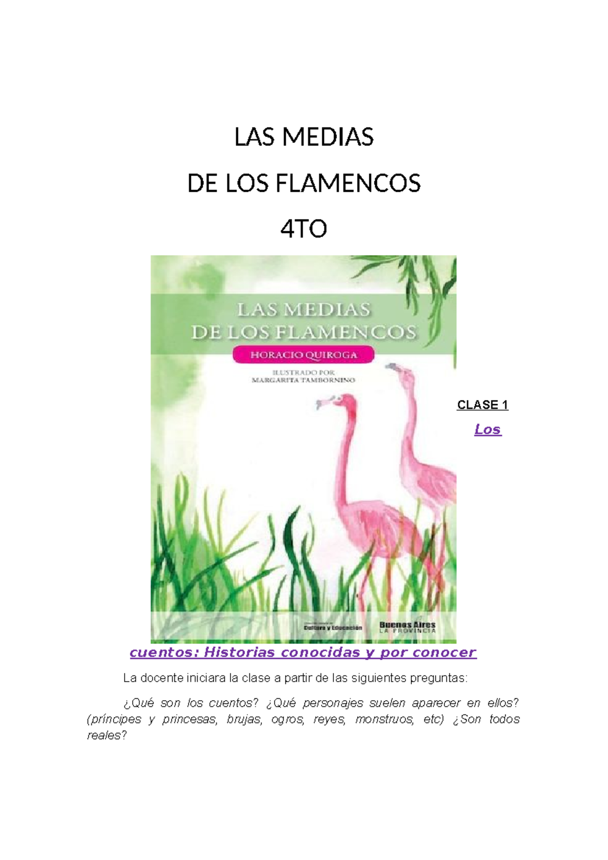 Las Medias de los Flamencos - Secuencia Didáctica 4TO Grado - Studocu