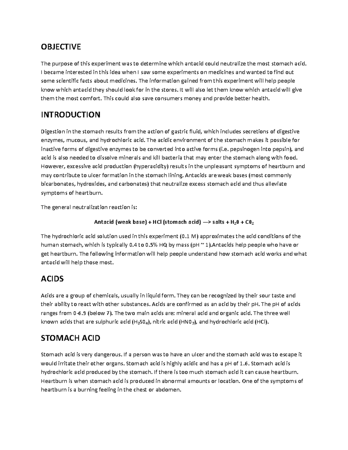 Chemistry Project on Antacids: A Study for Class 12 CBSE - Studocu