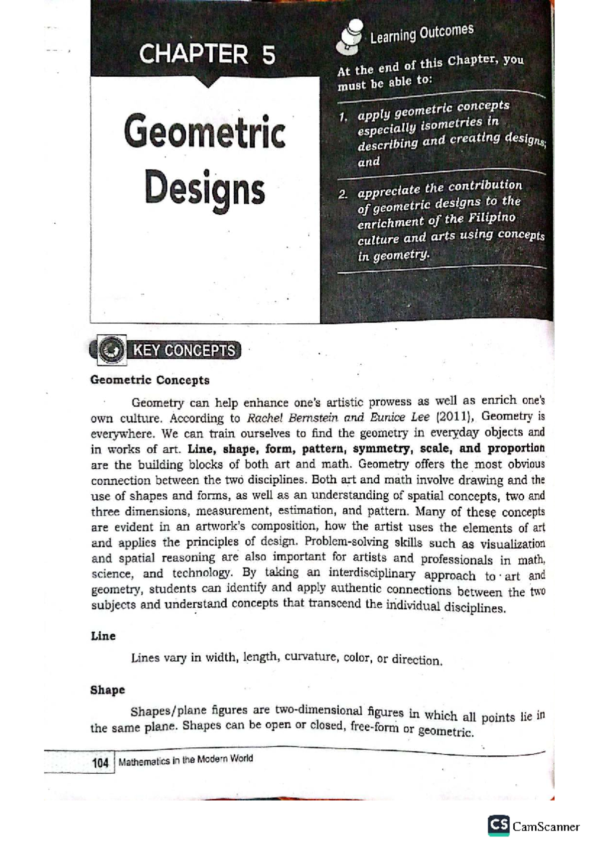 Mathematics in the Modern World CS: Chapter 5 - Geometric Designs and ...