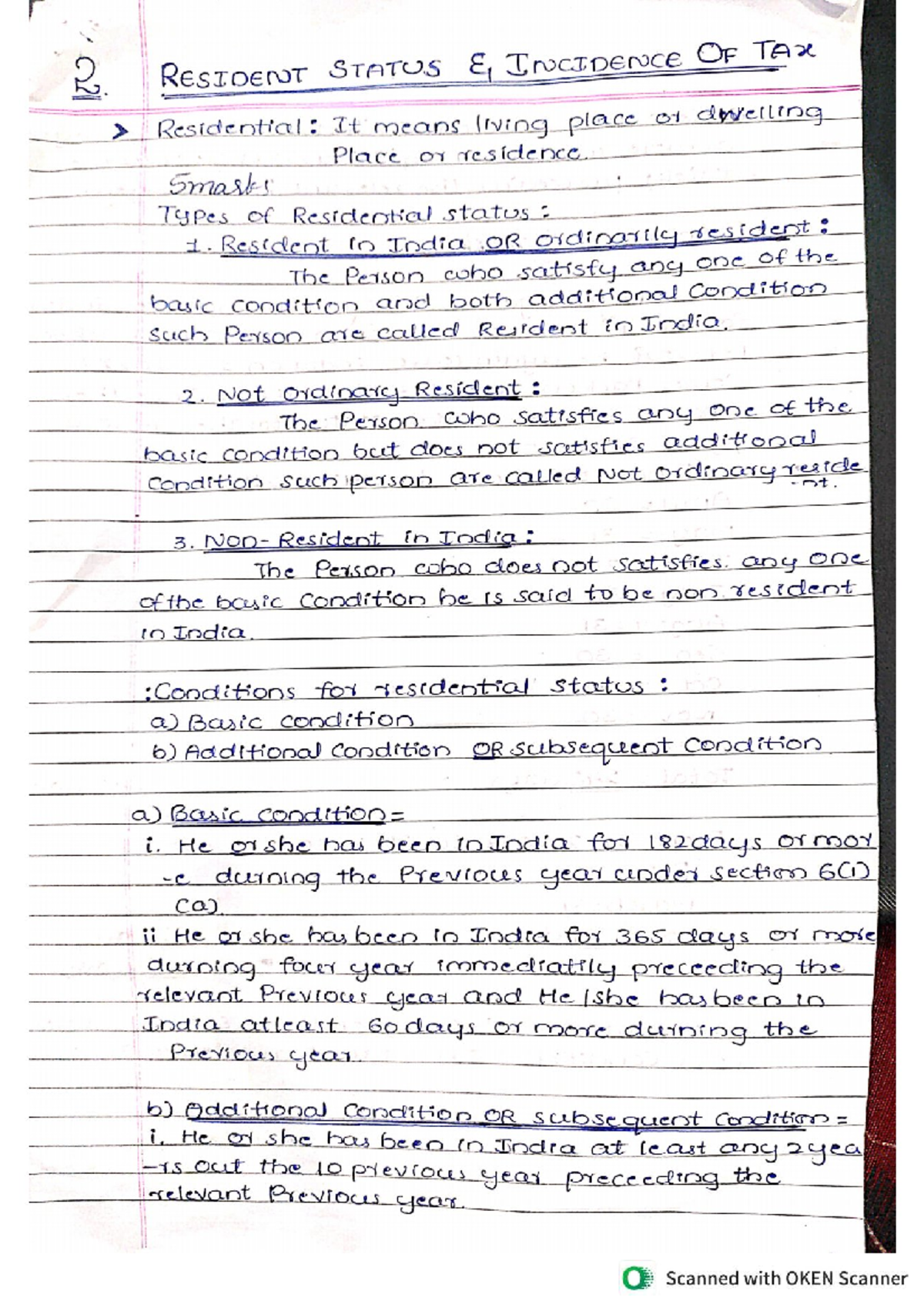 IT I 5th Sem: Income Tax & Law - Residential Status & Gross Income ...
