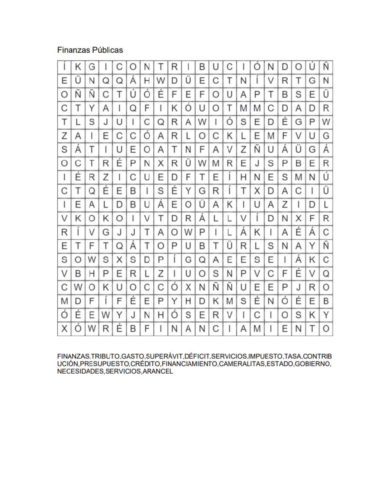Sopa de Letras Finanzas Públicas - Finanzas Públicas KGICONTRIBUCIONDOU ...