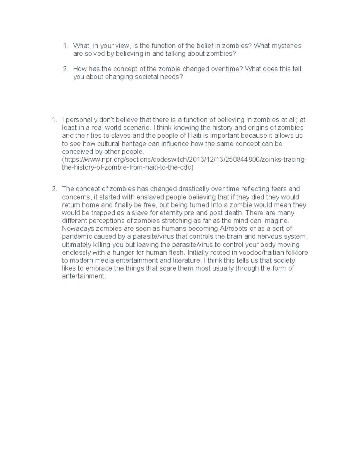Exploring the Societal Function & Evolution of Zombie Beliefs: A Study ...