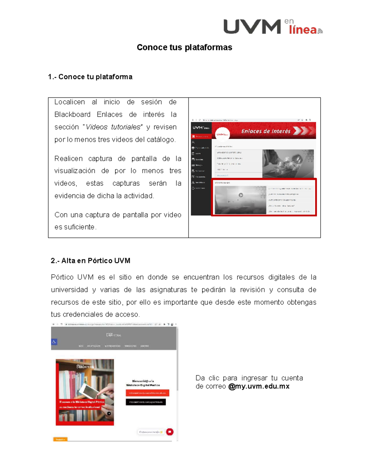 U2 Conoce tus plataformas: Guía de acceso a Blackboard y Pórtico UVM ...