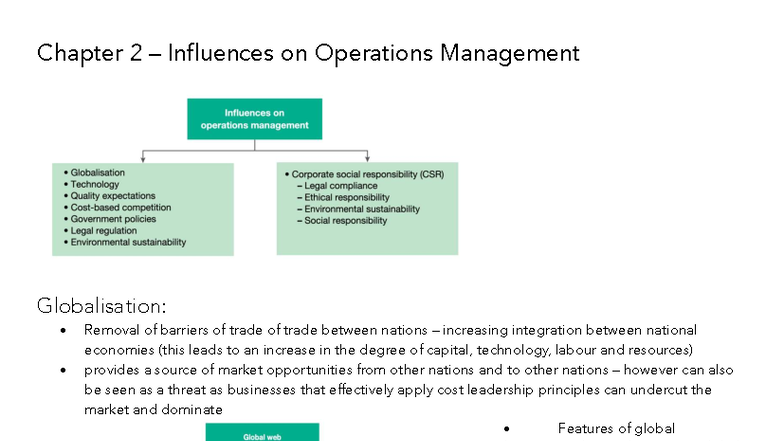 Chapter 2: Globalisation and Its Impact on Operations Management - Studocu
