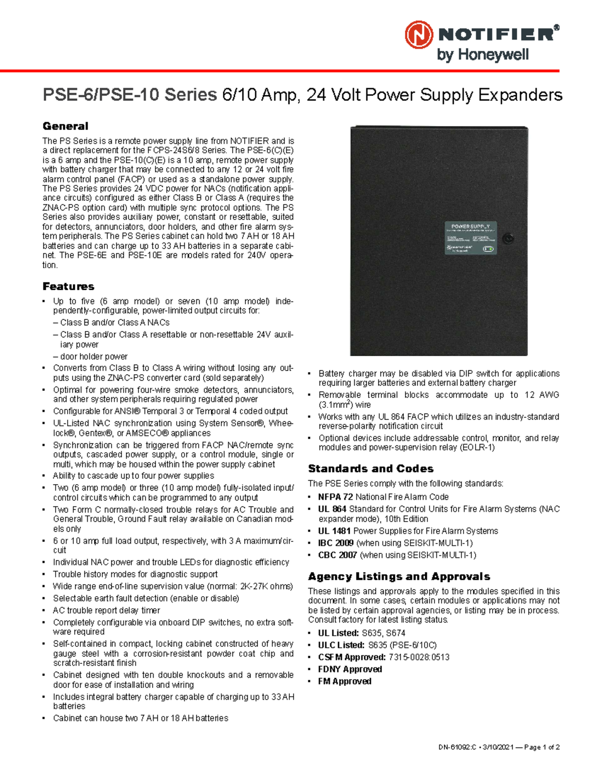 PSE-10 Technical Data Sheet for 24V Power Supply Expanders - Studocu