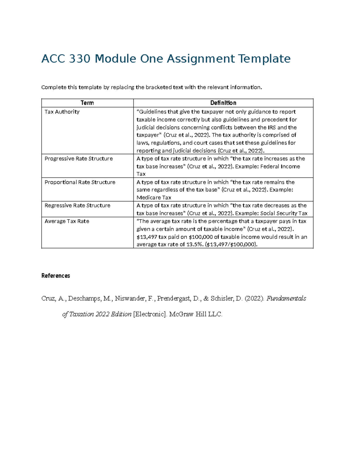 ACC 330 Module One Assignment 2 - ACC 330 Module One Assignment ...