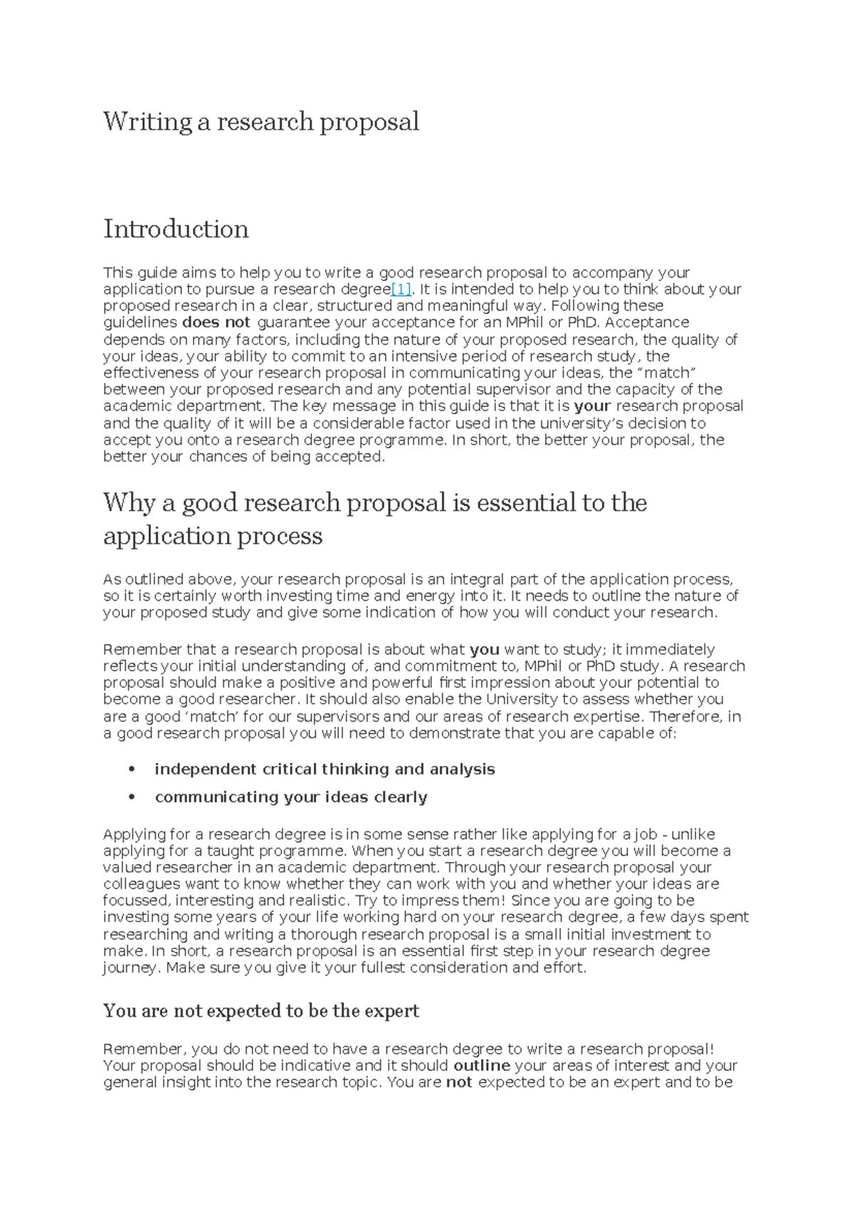 Research Proposal Writing Guide for MPhil/PhD Applications - Studocu