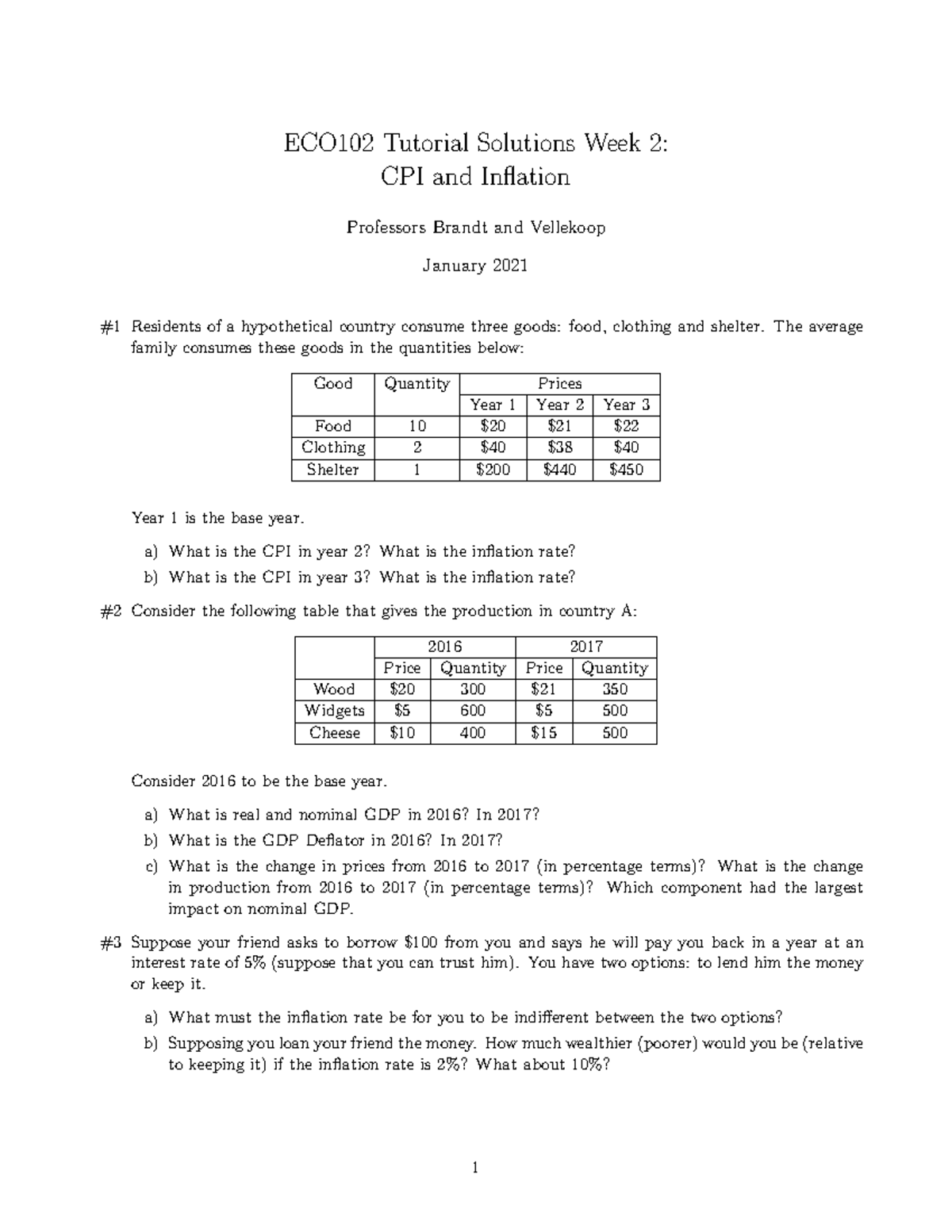 ECO102 Tutorial Week 2: Analyzing CPI and Inflation Rates - Studocu