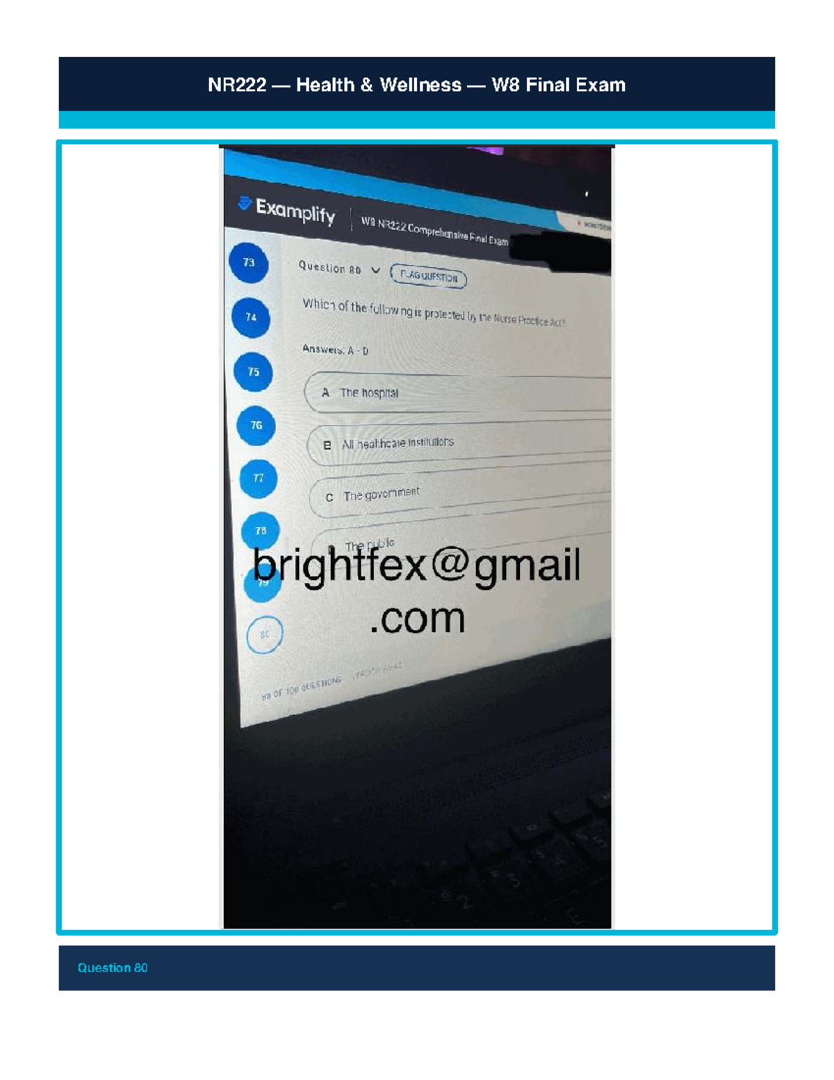 NR222 W8 Final Exam Health Wellness Questions and Answers - Studocu