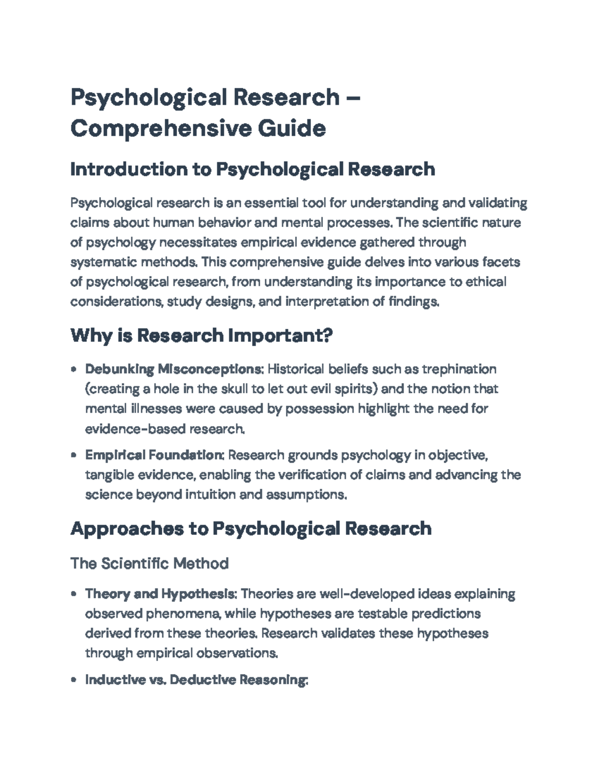 Psychological Research Methodology & Ethics Guide (PSY 101) - Studocu