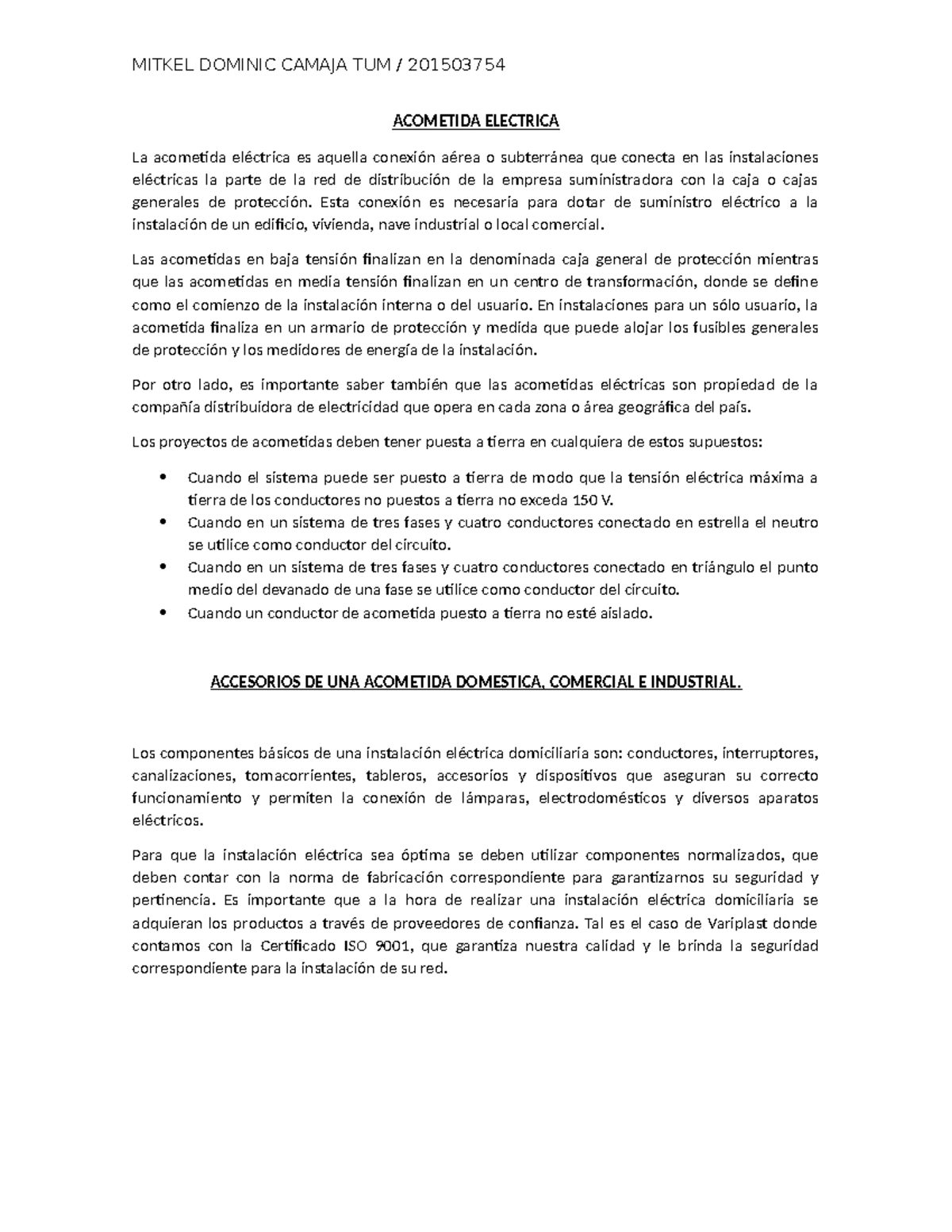 Resumen de Acometida Eléctrica y Cálculos de Instalación - Studocu