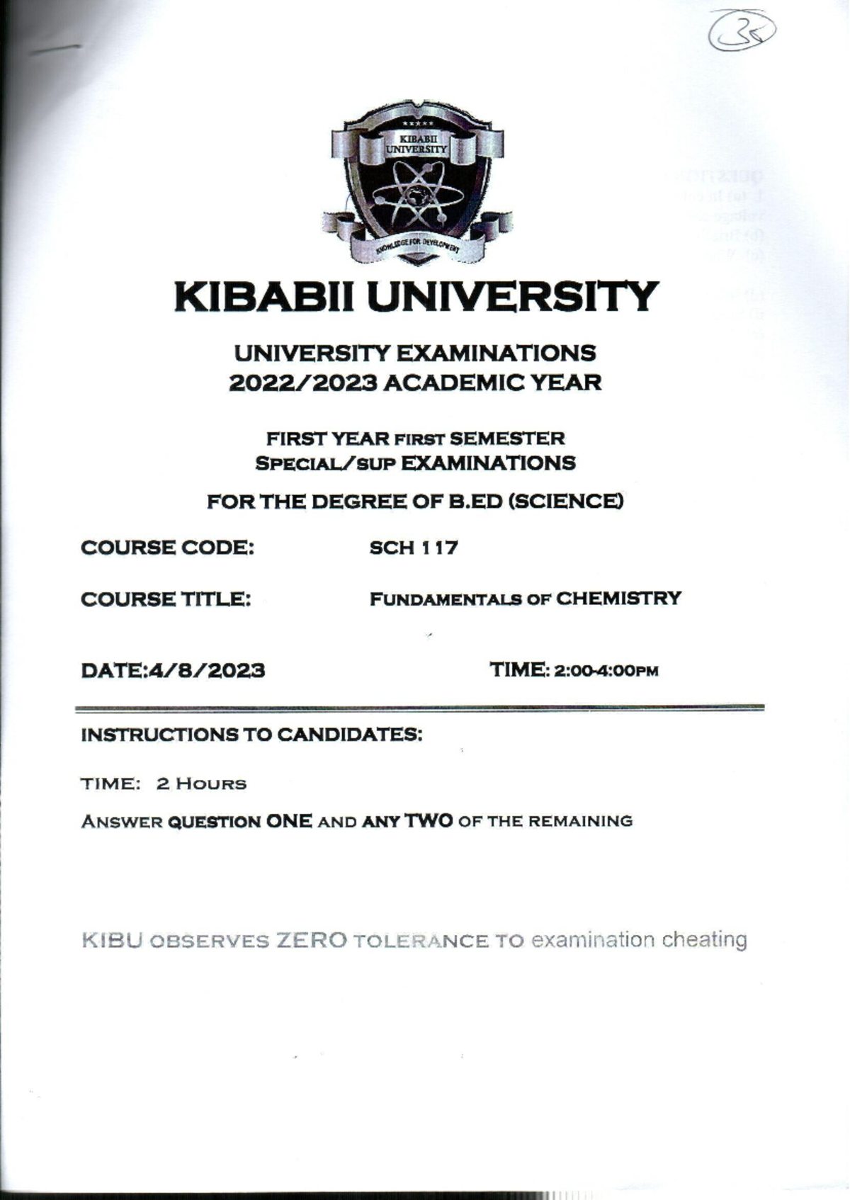 SCH 117 - Fundamentals of Chemistry Final Exam Notes - Studocu