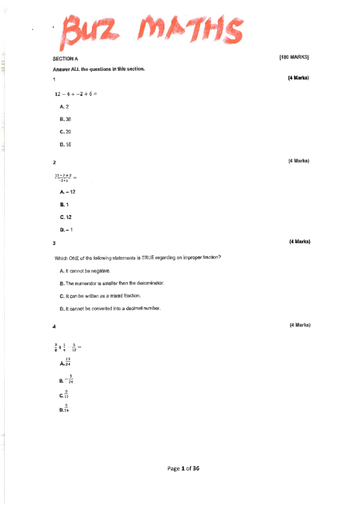 BUZ Maths Final Exam Comprehensive Question Set and Answers - Studocu