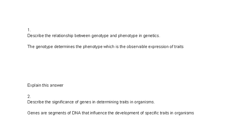Genetics Concepts Practice Quiz (BIO 101) - Studocu