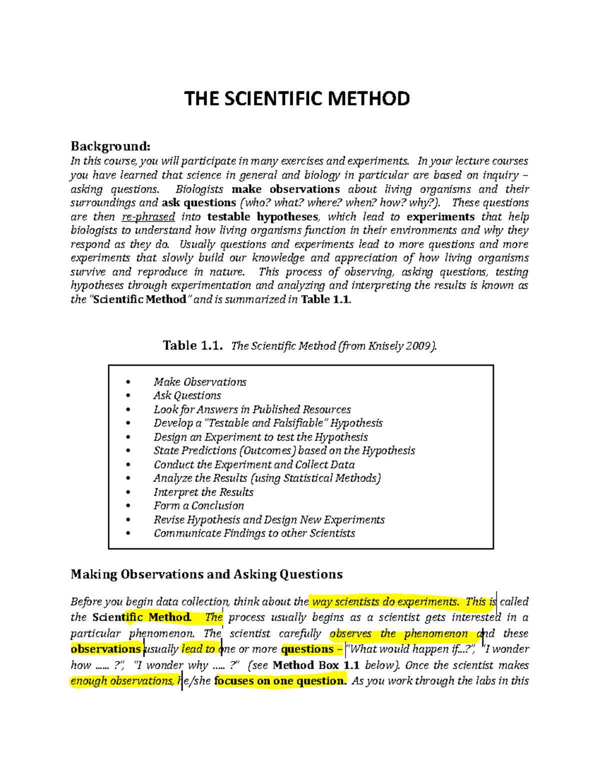 The Scientific Method - THE SCIENTIFIC METHOD Background: In this ...