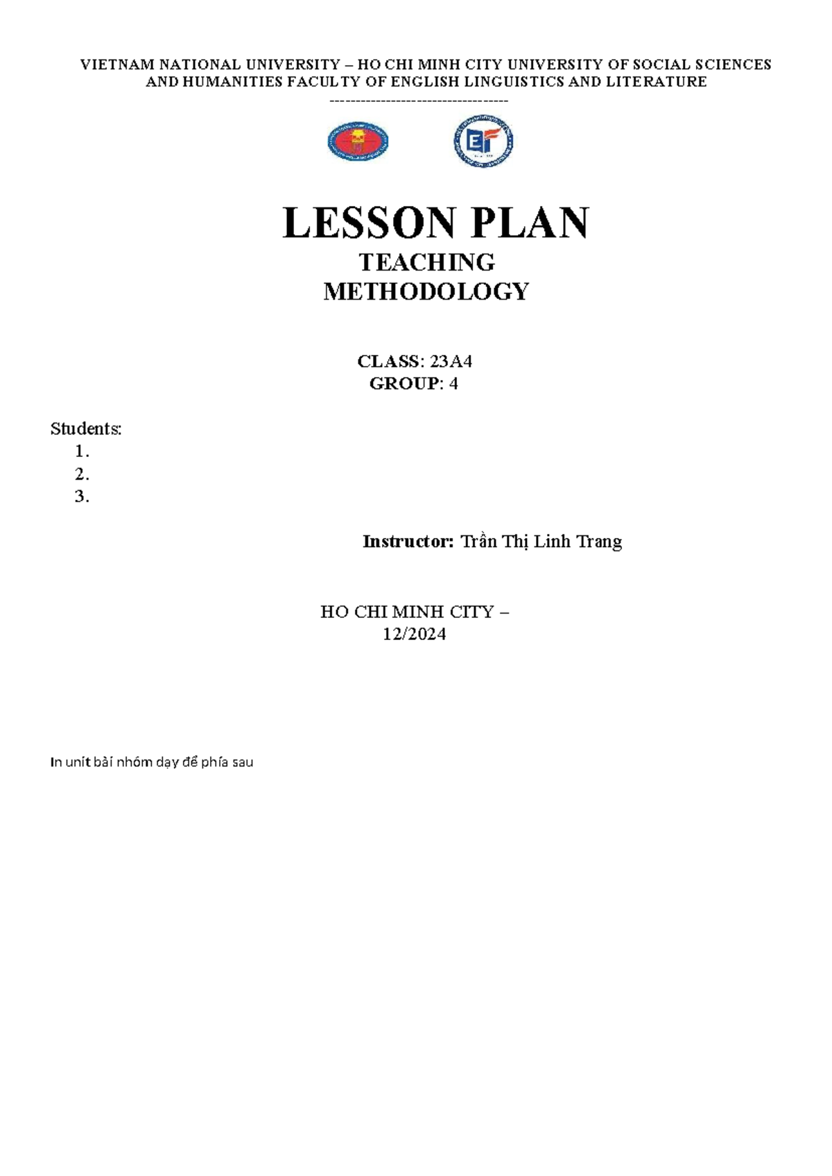 Lesson PLAN - format - Plan - Toeic Writing Essay - VIETNAM NATIONAL ...