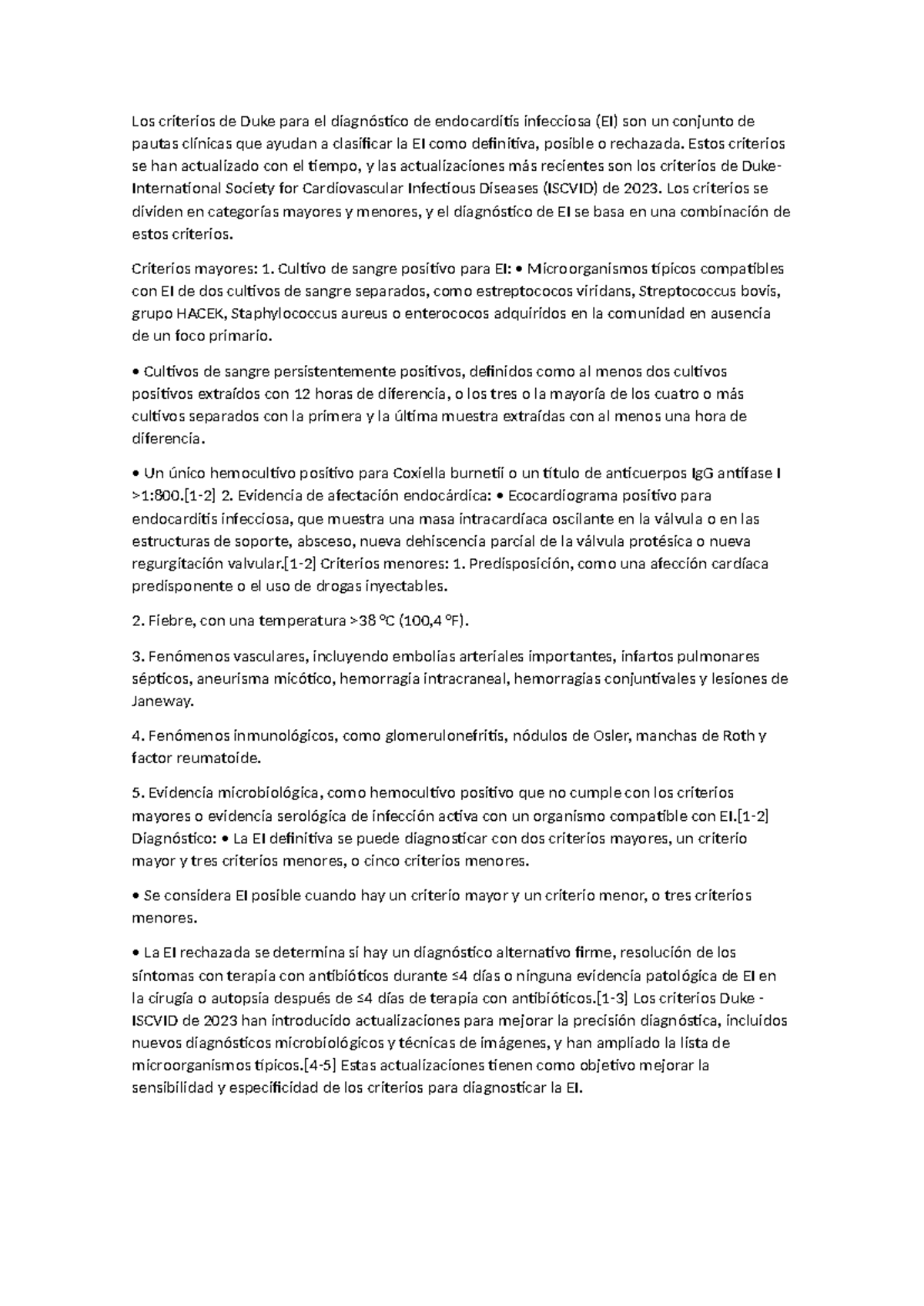 Criterios de Duke para el Diagnóstico de Endocarditis Infecciosa 2023 ...