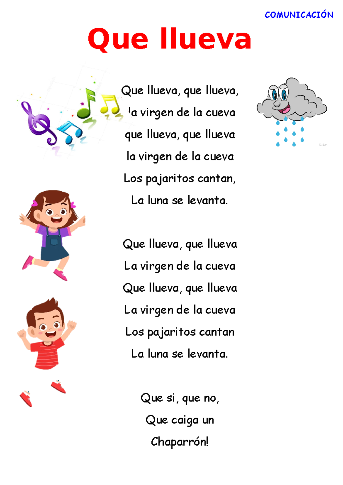 QUE Llueva QUE Llueva- Cancion - Que llueva, que llueva, la virgen de ...