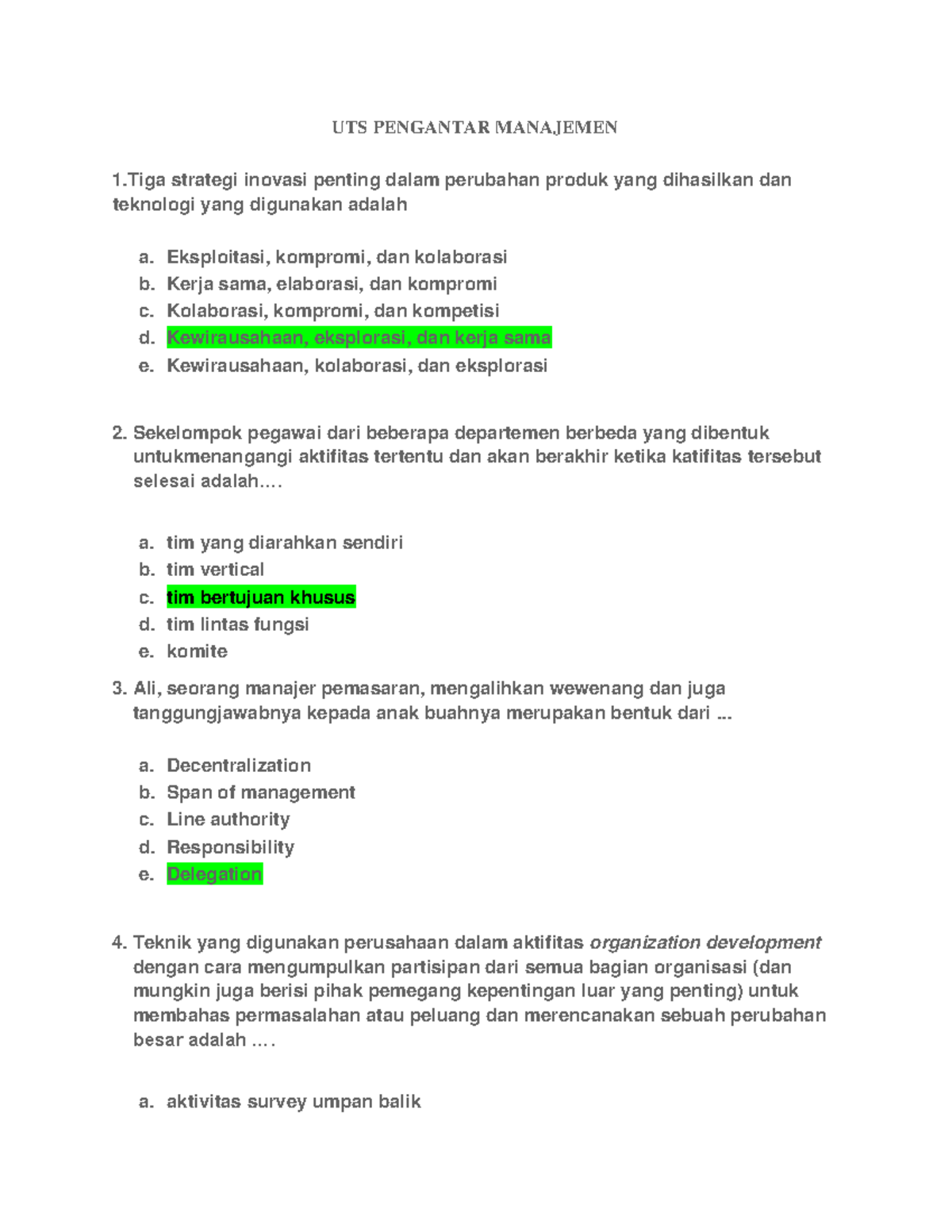 UTS PENGANTAR MANAJEMEN: Strategi Inovasi dan Pengembangan Organisasi ...