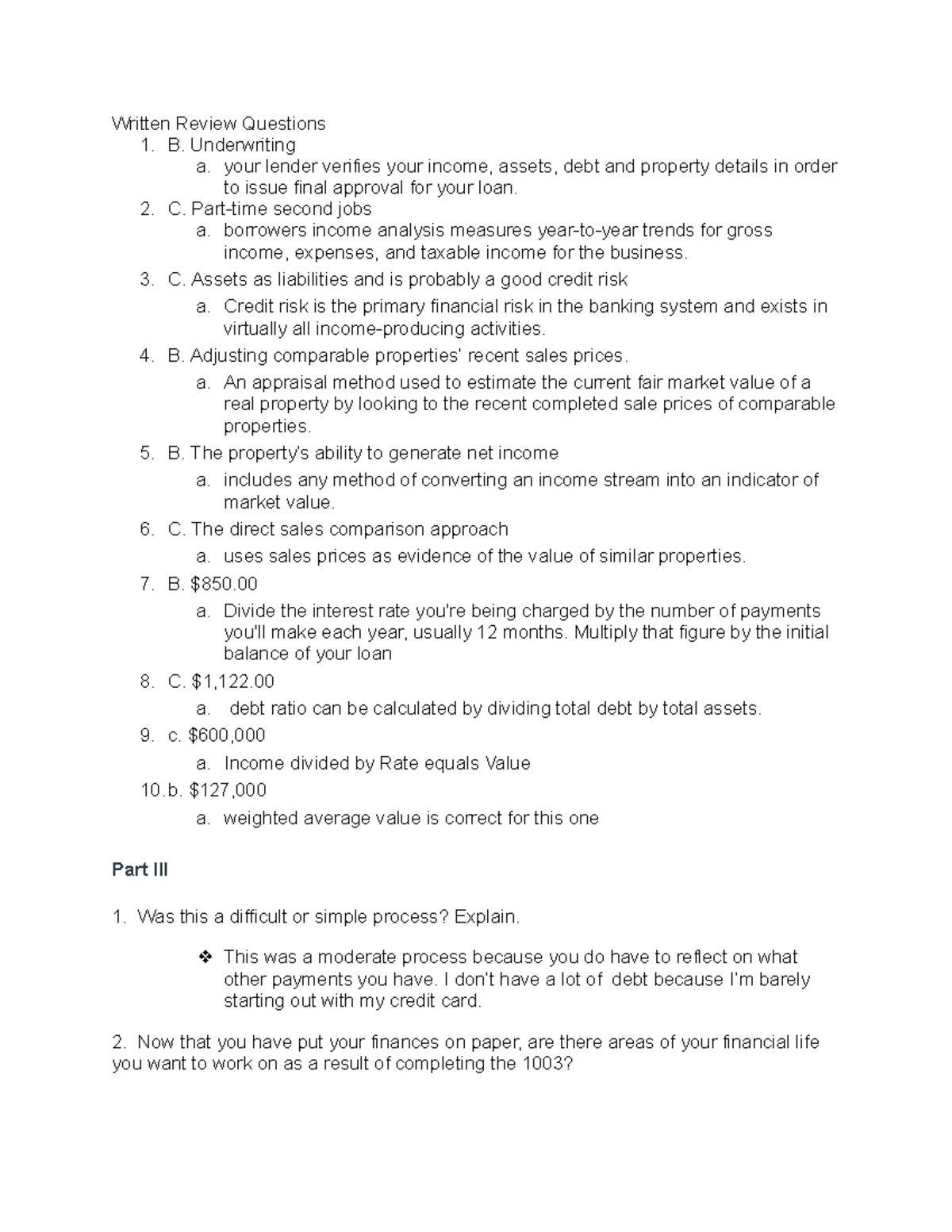 FNMA 1003 Assignment Reflection & Underwriting Insights - Studocu