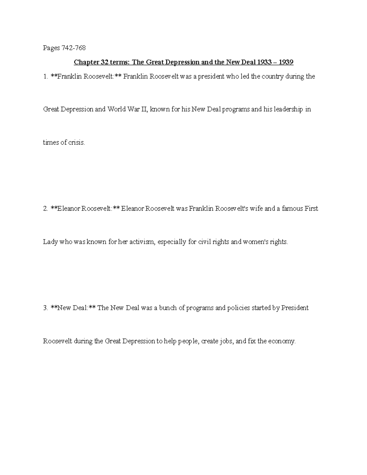 CH 32 - The Great Depression & New Deal Overview Notes - Studocu
