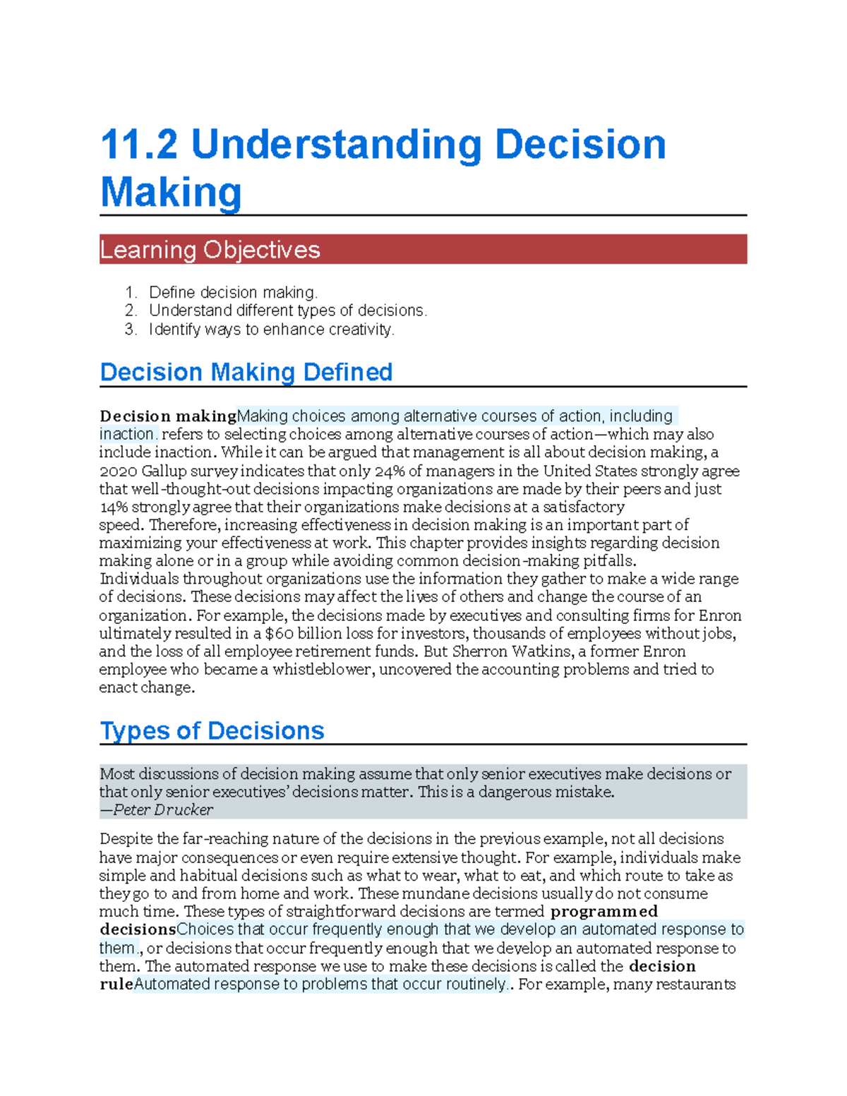 Understanding Decision Making: Key Concepts in Org Behavior - Studocu