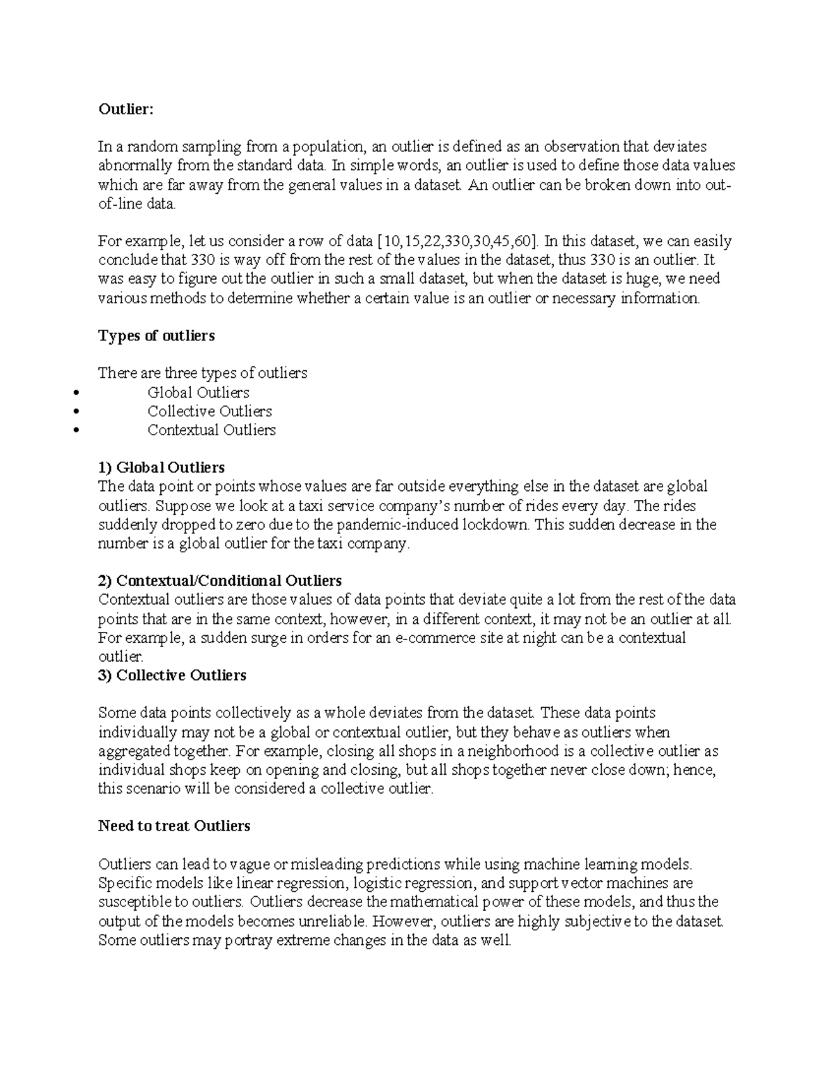 Outlier Detection & Treatment Methods in Data Analysis - Studocu